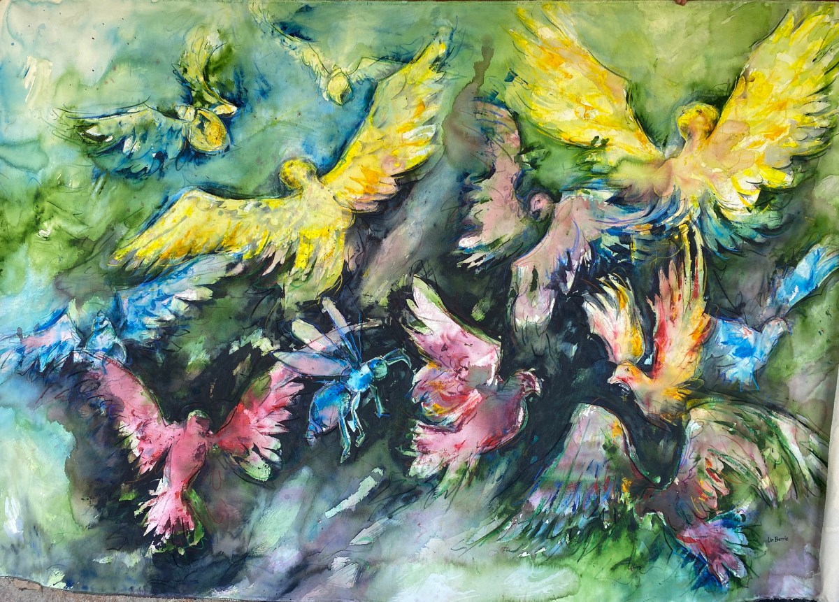 Lin Barrie Art- Burnt Offerings 2023- art and poems | wine and wild dogs